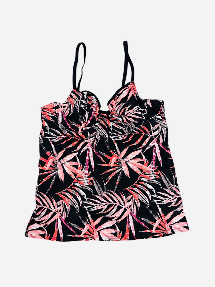 Freya BLACK Sunset Palm Underwire Plunge Tankini Swim Top, US 30DD, UK ...