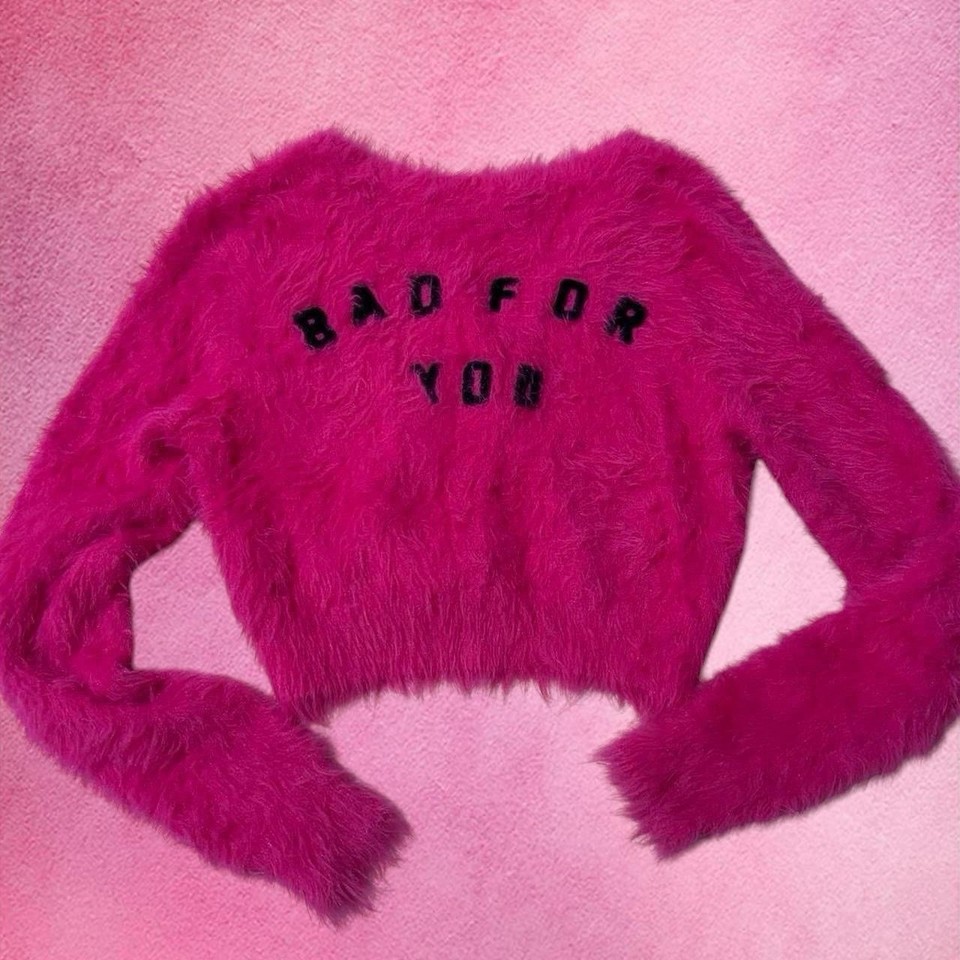 Lazy Oaf Hot Pink Fuzzy Bad For You Cardigan, Fits XS/S | eBay
