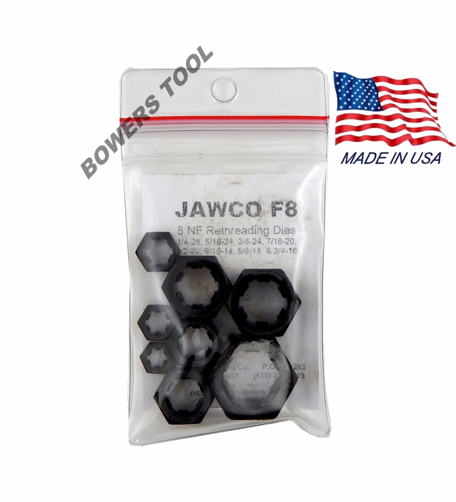 Jawco 8pc F8 NF-SAE Fine Rethreading Die Set Thread Restore 1/4-3/4 USA ...