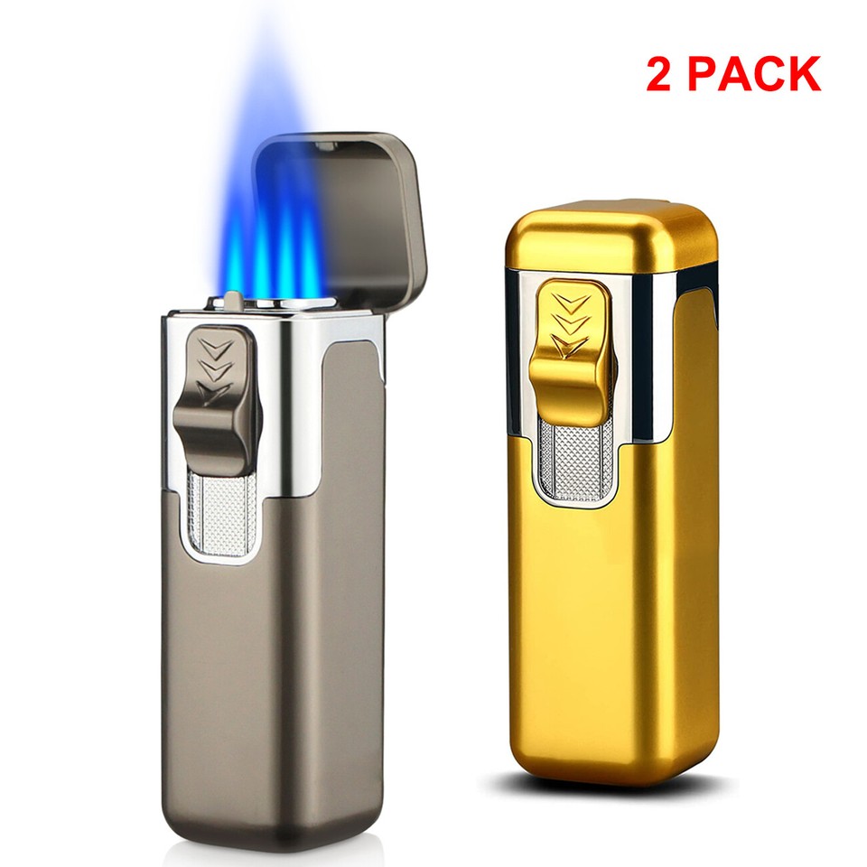 1-2PCs Torch Lighter Quad Jet Lighter Flame Butane Lighter Refillable ...
