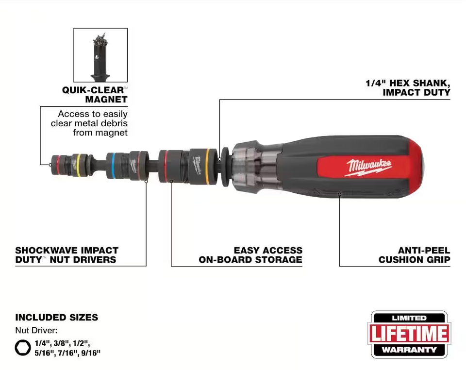 Milwaukee 48-22-2921 Multi-Nut Driver SHOCKWAVE Impact Duty Magnetic ...