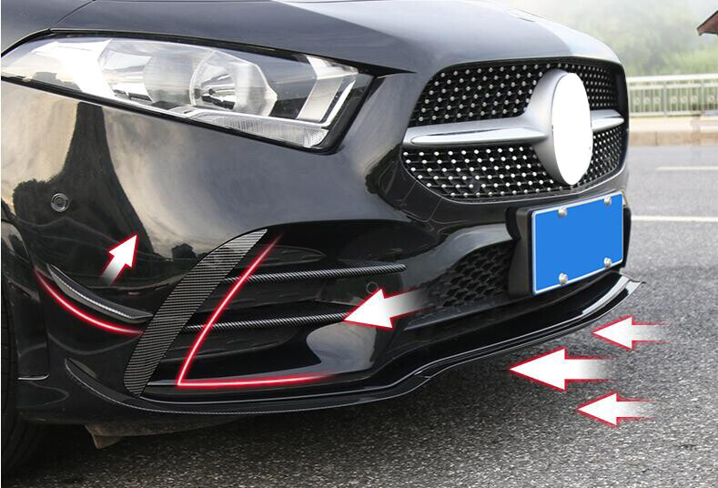 For Benz A-Class ABS Carbon Fiber Front Bumper Lip Spoiler Splitter ...