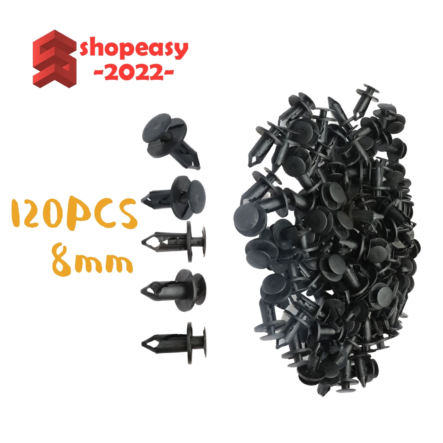 120PCS Retainer Rivets Fastener Fender Push Pin Bumper Clips 8mm for ...