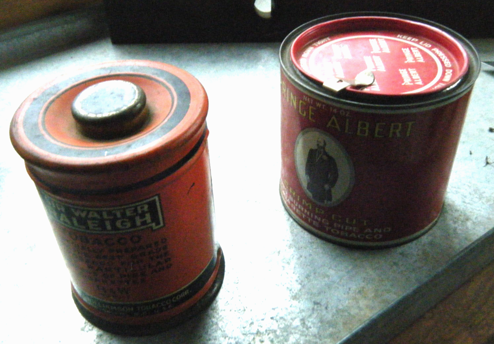 2 Vintage Tobacco Tins, Sir Walter Raleigh Smoking Tobacco & Prince ...