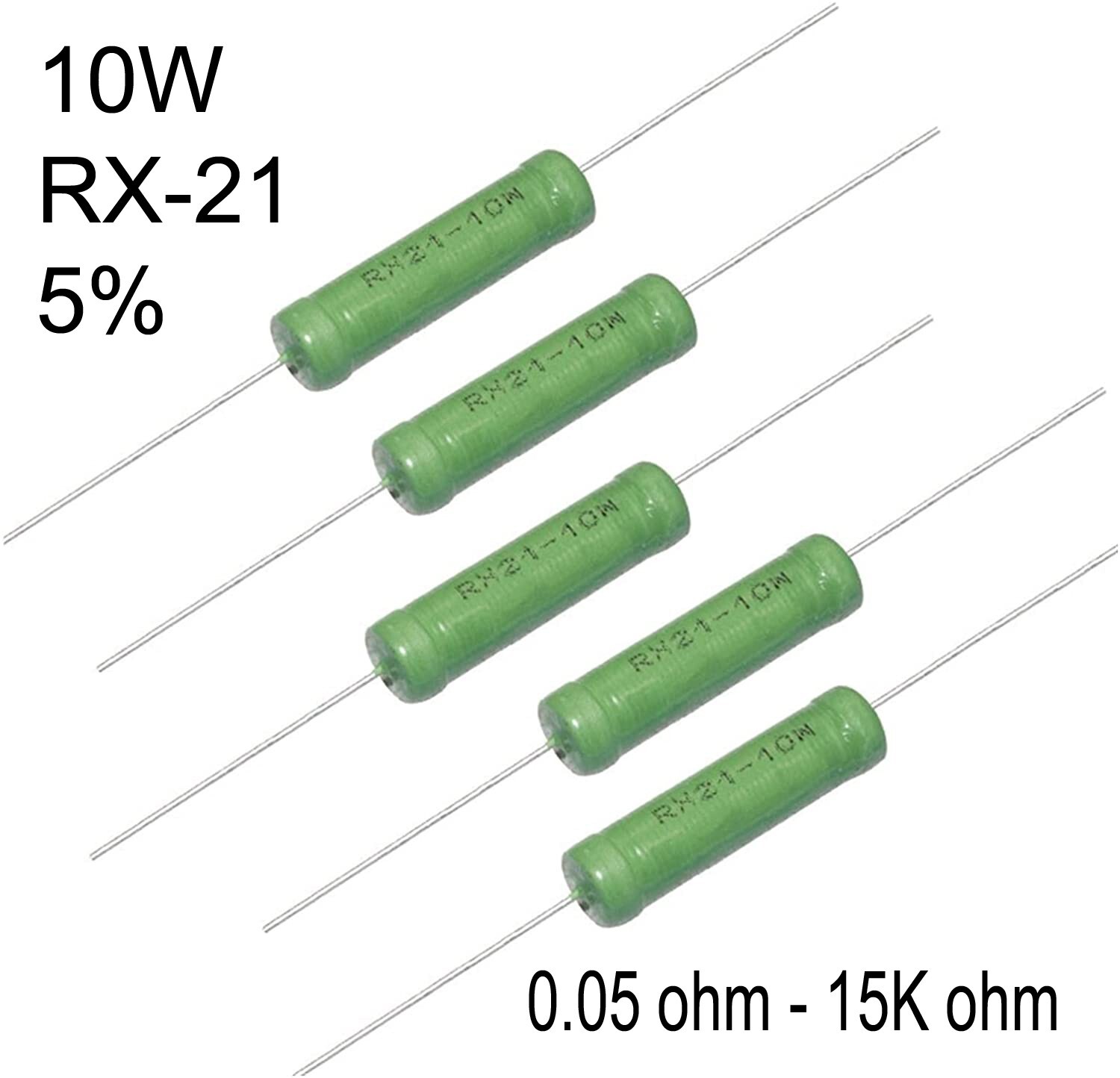 10W Resistors RX21 5% J 0.05 ohm to 15K ohm Wire wound Pack of 2 Power ...