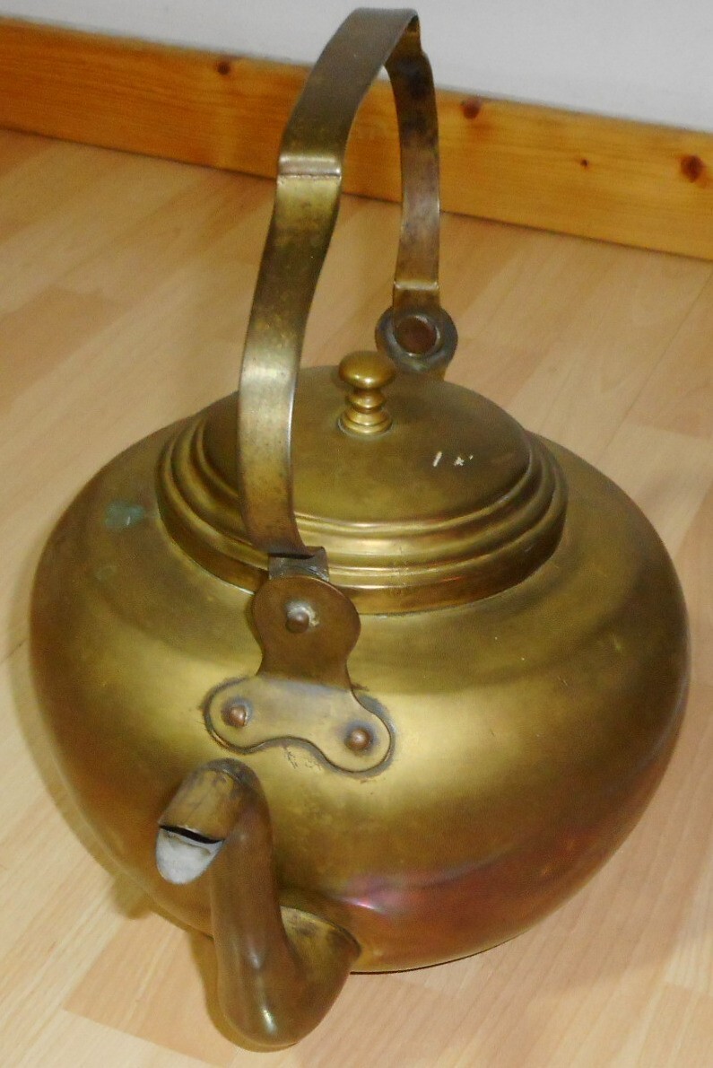 messing kessel henkel wasser topf kaffee tee alt top vintage deko kanne ...