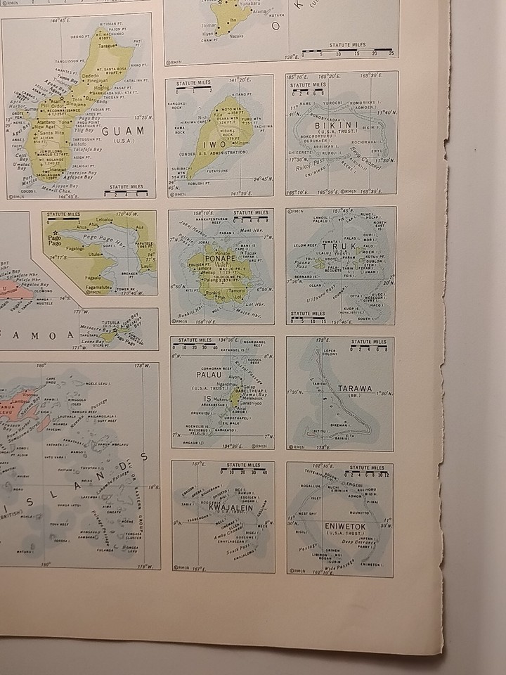 Vintage PACIFIC ISLANDS Atlas Map 1965 MSM Rand McNally Cosmopolitan ...