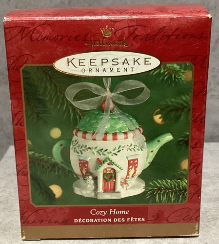 Hallmark 2001 Keepsake Ornament Cozy Home Porcelain Teapot House ...