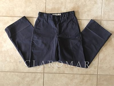 ☀️ Old Navy Boys Blue Plain Front Khakis Uniform Pants Adjustable Waist ...