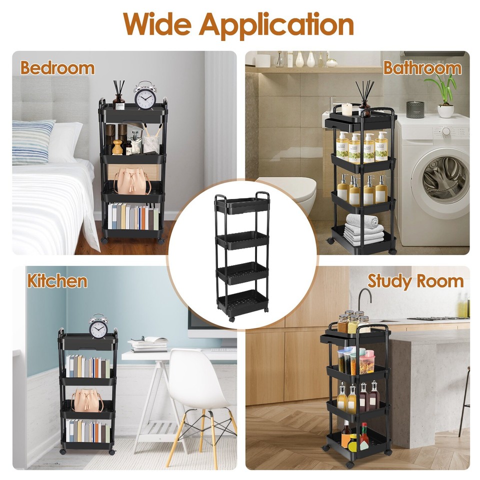 Movable Rolling Utility Cart Storage w/ Drawer Lockable Wheels ...