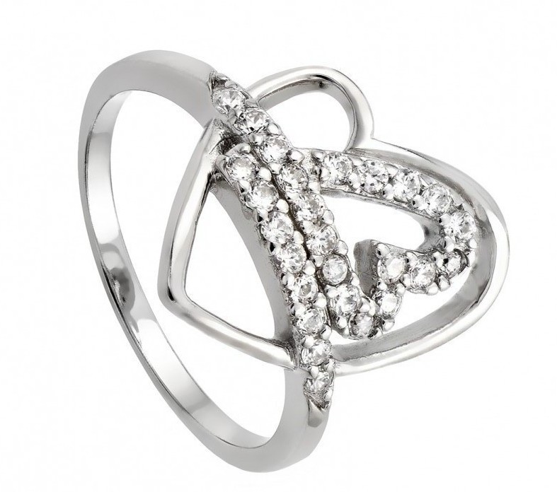 925 STERLING SILVER DESIGNER OPEN HEART DESIGN RING LAB SIMULATED ...