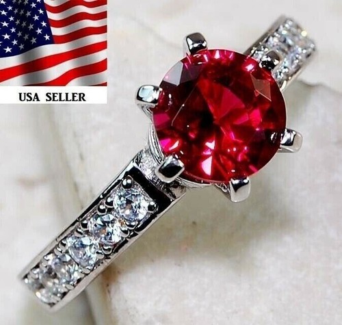 2CT Treated Ruby & Topaz 925 Solid Sterling Silver Ring Jewelry Sz 8 ...