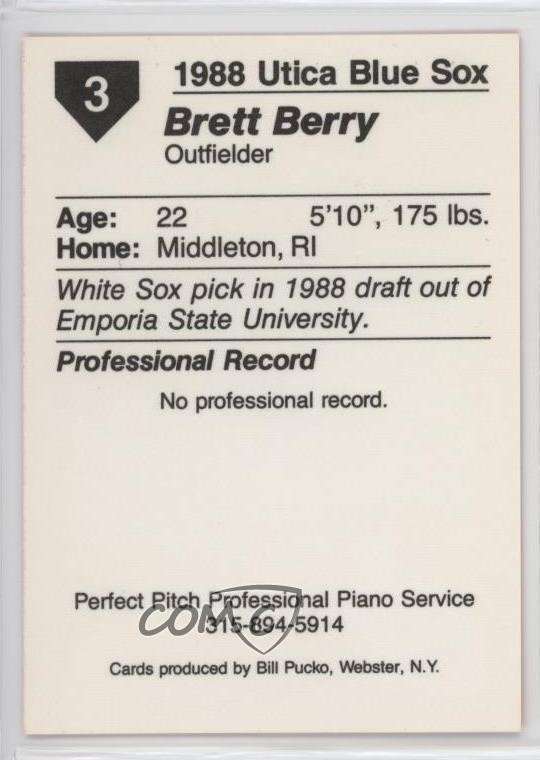 1988 Bill Pucko Utica Blue Sox Brett Berry #3 8d2 | eBay UK