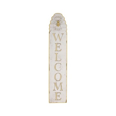 Willow & Silk Metal Honey Bees 'Welcome' Plaque Sign Wall Art/Garden ...