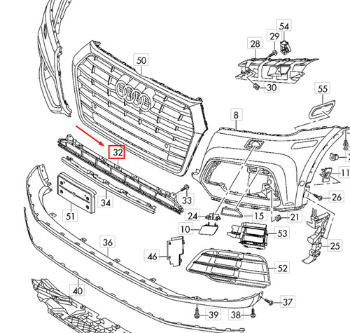 AUDI Q5 FY Front Bumper Center Lower Cover Grille Trim 80A807647B9B9 | eBay