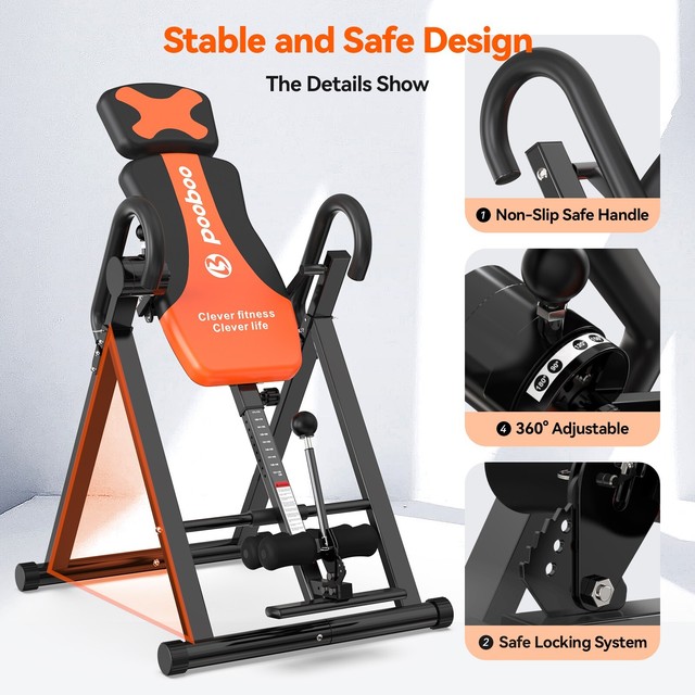 Pooboo F-I12601-UP Inversion Table - Black/Orange for sale online | eBay