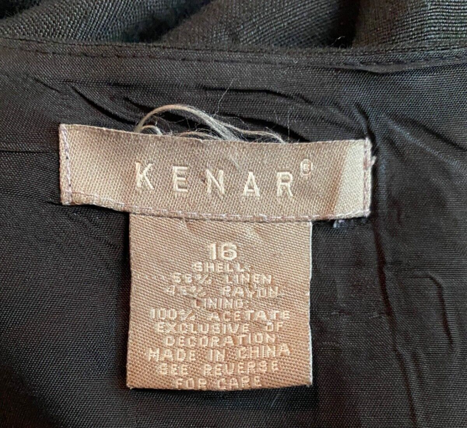 Kenar Dress Womens 16 Floral Embroidered Sleeveless Linen Blend Lined ...