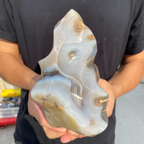 3.8lb Natural Chalcedony Banded Agate Quartz Crystal Rough Specimen ...