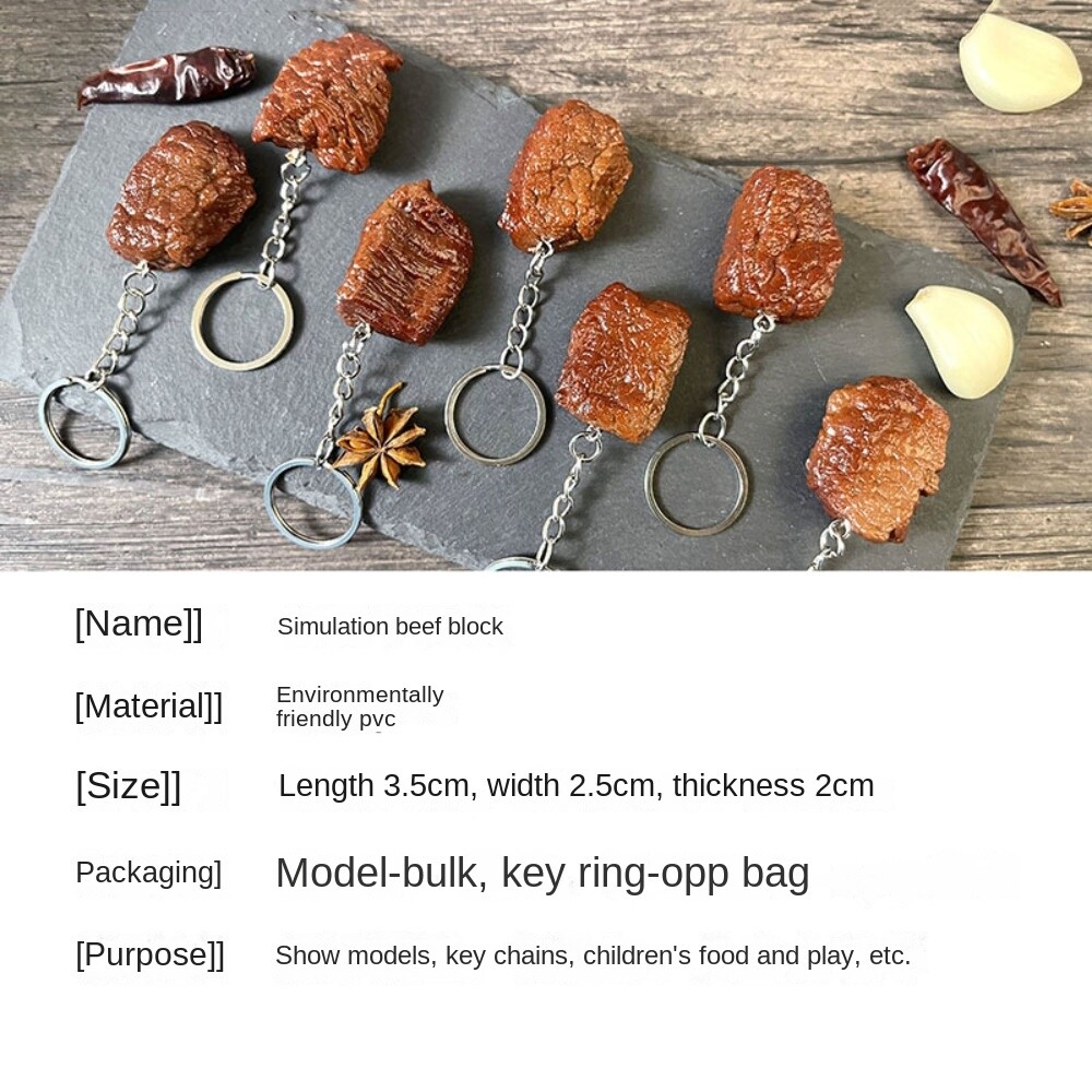 PVC Beef Keychain Imitation Food Simulation Food Keychain Bag Pendant ...