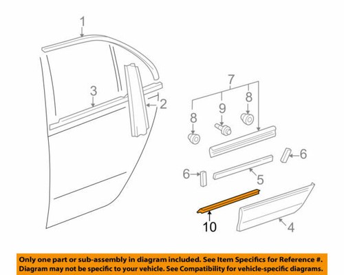 75746-50040 Toyota Moulding, rear door outside, lower lh 7574650040 ...