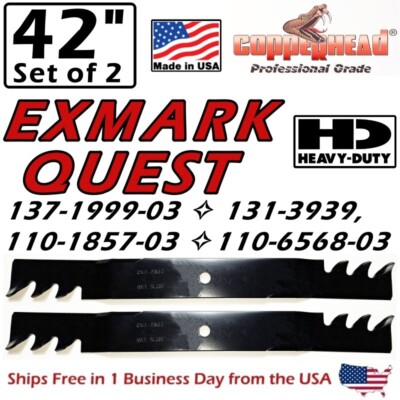 COPPERHEAD 2-PK 42" HD EXMARK QUEST MULCHING GATOR BLADES 110-1857-03 ...
