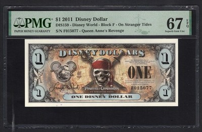 Disney Dollar $1 2011 DIS159 Block F On Stranger Tides Uncirculated ...