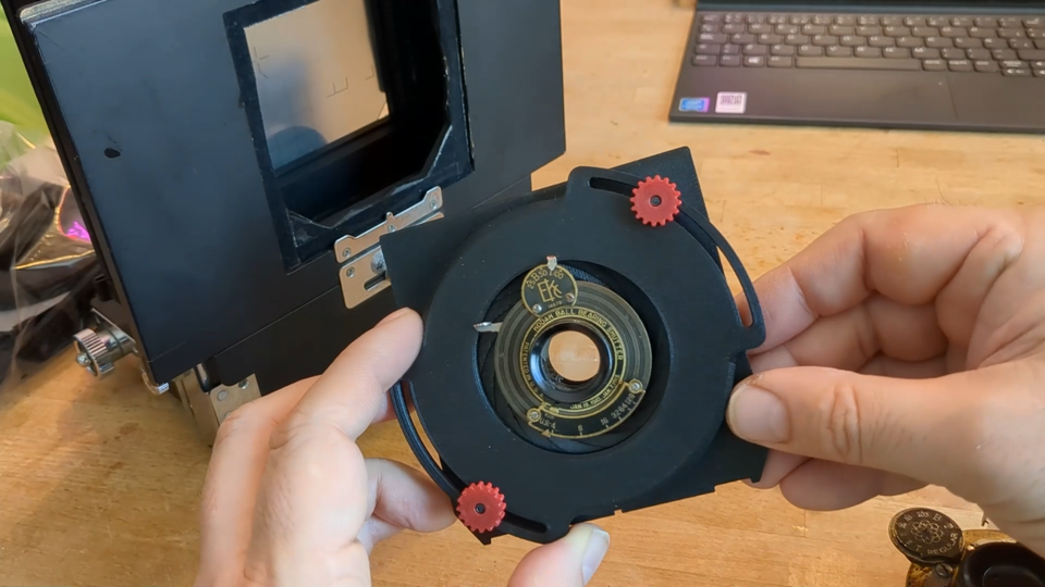 3D printed IRIS CLAMP ADAPTER to test brass lenses on Linhof lens board ...
