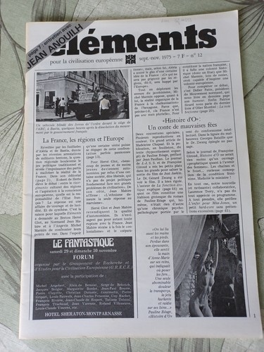 Revue Éléments n°12- Nov. 1975 GRECE NOUVELLE DROITE ALAIN DE BENOIST ...