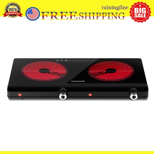 1800W Electric Hot Plate Infrared Double Burner Fast Heating Portable ...