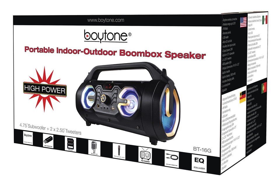 Boytone BT-16G Portable Bluetooth Speaker Boombox, Indoor/Outdoor 2.1 ...