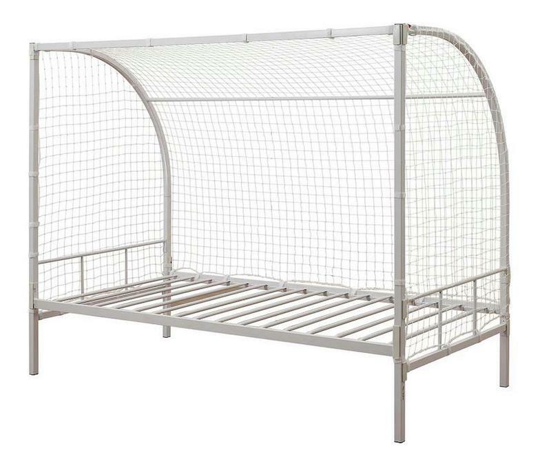 Football Bed with Net, Goal, Soccer, White Metal Bed Goal Easy Assembly ...