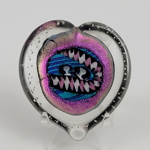 Randy Strong Heart Dichroic Swirl Art Glass Paperweight Martini Shapes ...