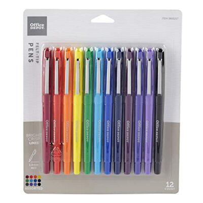 Office Depot® Brand Felt-Tip Porous Pens Medium Point 1.0 mm Assorted ...