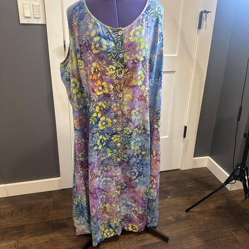 Norm Thompson Women’s floral tie die sundress 2XL shell button up ...