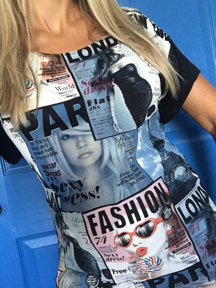 UNIQUE FASHION MAGAZINE Cover Girl T-shirt tee Rayon L PLUS 1X 2X 3X ...