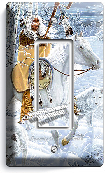 NATIVE AMERICAN INDIAN CHIEF WHITE HORSE WINTER LIGHT SWITCH OUTLET ...