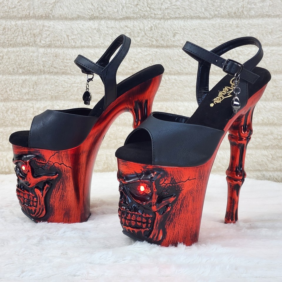 Rapture Black Matte Red Skull & Bones 8" High Heel Platform Shoes | eBay
