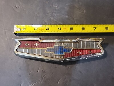 7½ Inches Chevrolet Grill Hood Trunk Emblem 1950s 1960s Metal Plastic ...