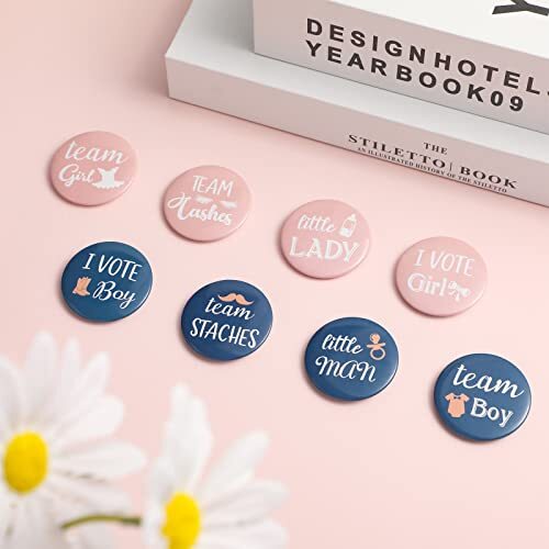 80 Pieces Gender Reveal Button Team Boy Girl Button Pins Gender Reveal ...