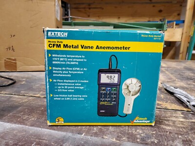 Extech Heavy Duty CFM THERMO-ANEMOMETER Model 407113, Hard Case, Probe ...