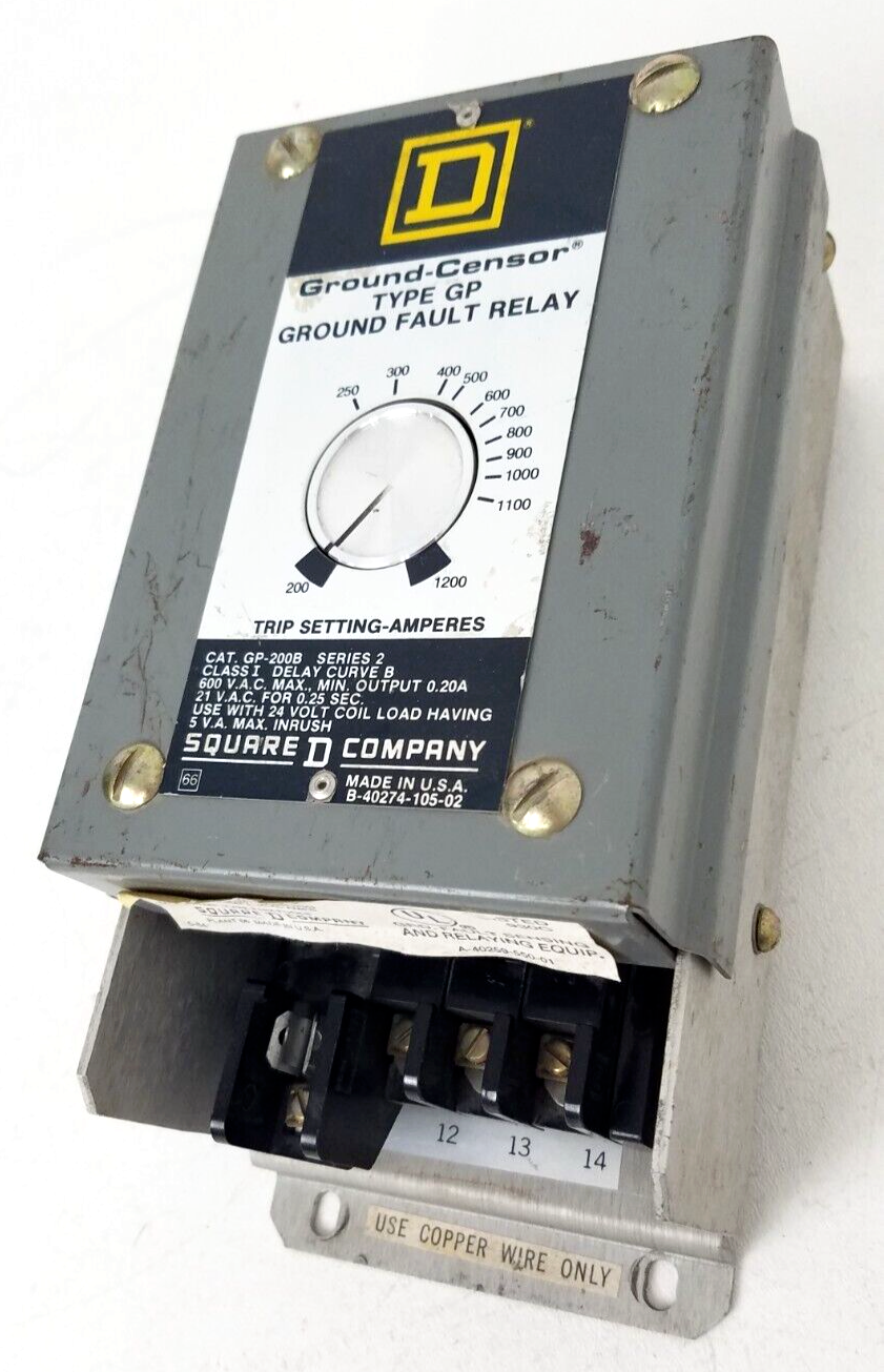 Square D Gp-200b Type GP Ground Fault Relay 600v AC GP200B Series 2 GFR ...
