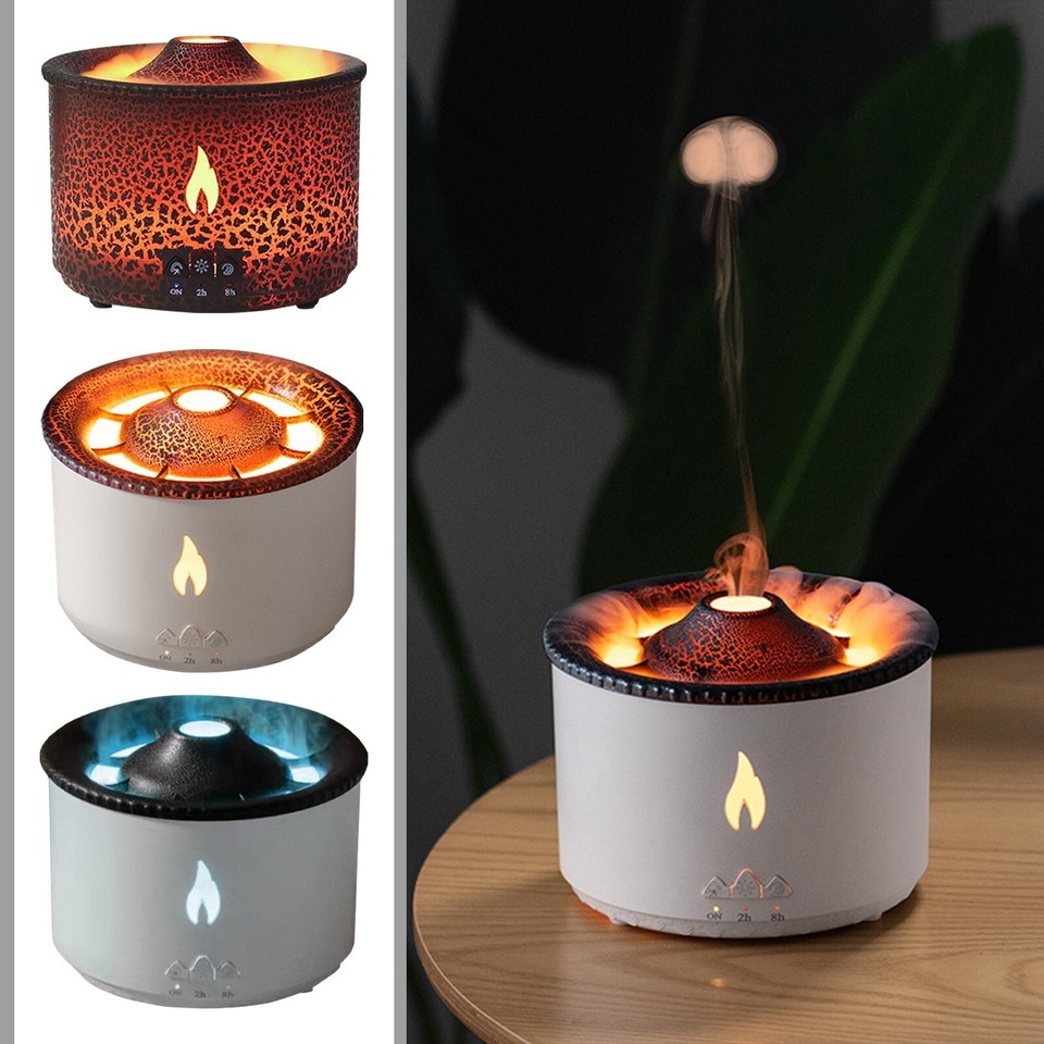 Volcano Diffuser Oil Diffuser 300ml Volcano Humidifier with Flame ...