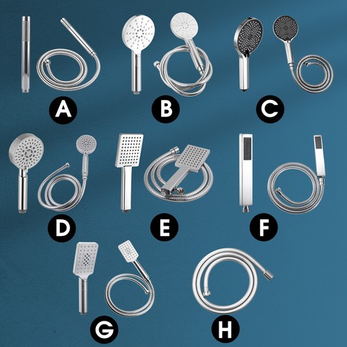 Chrome Round/Square Handheld Shower Set Hand Held Head Rose with 1.5m ...