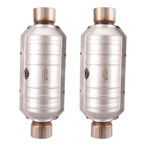 2Pcs 2.5" Universal Catalytic Converter High Flow & O2 Port EPA ...