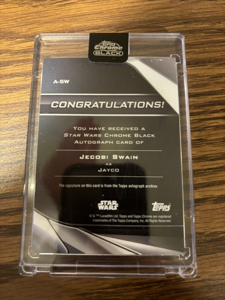 JECOBI SWAIN as JAYCO 2023 Topps Chrome Black Star Wars A-SW AUTO ...