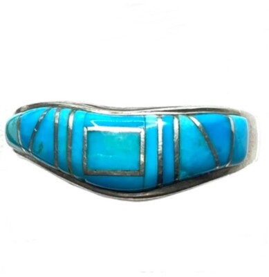 Signed - Fred Begay, Navajo. Sleeping Beauty Turquoise Channel Inlay ...
