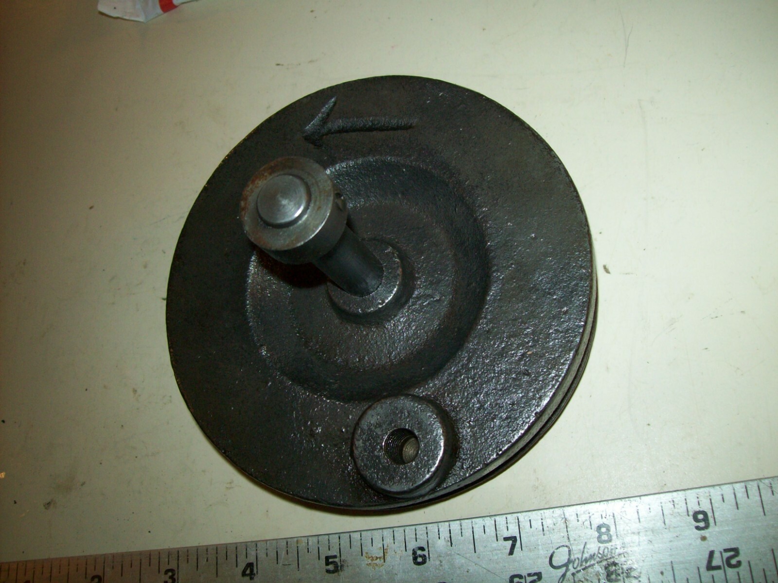 5" Iron Pulley & Shaft 1/2" Bore 3/8" Belts 1 1/2" Thick Overall Set ...