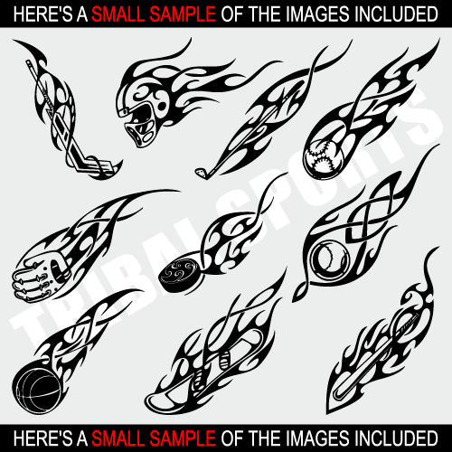 TRIBAL FLAMES SPORTS CLIPART -VECTOR CLIP ART -VINYL CUTTER PLOTTER ...