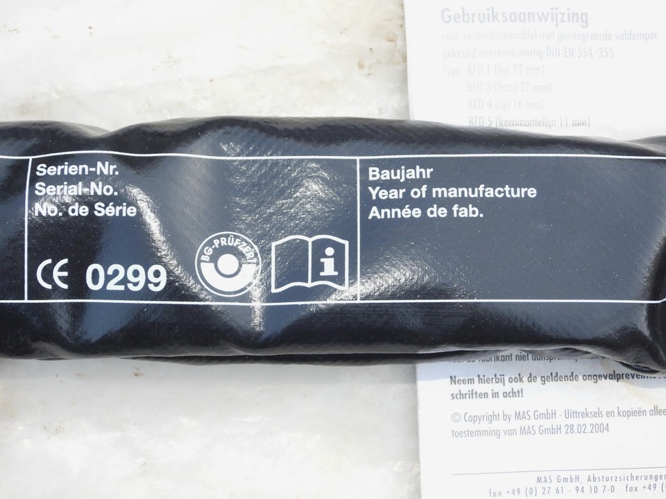 M.A.S. TYPE BFD2 SHOCK ABSORBING LANYARD CONNECTOR PPE SAFETY BELT ...