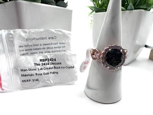 Bomb Party The 2424 Unicorn Size 10 LC Black Ice Crystal On Rose Gold ...